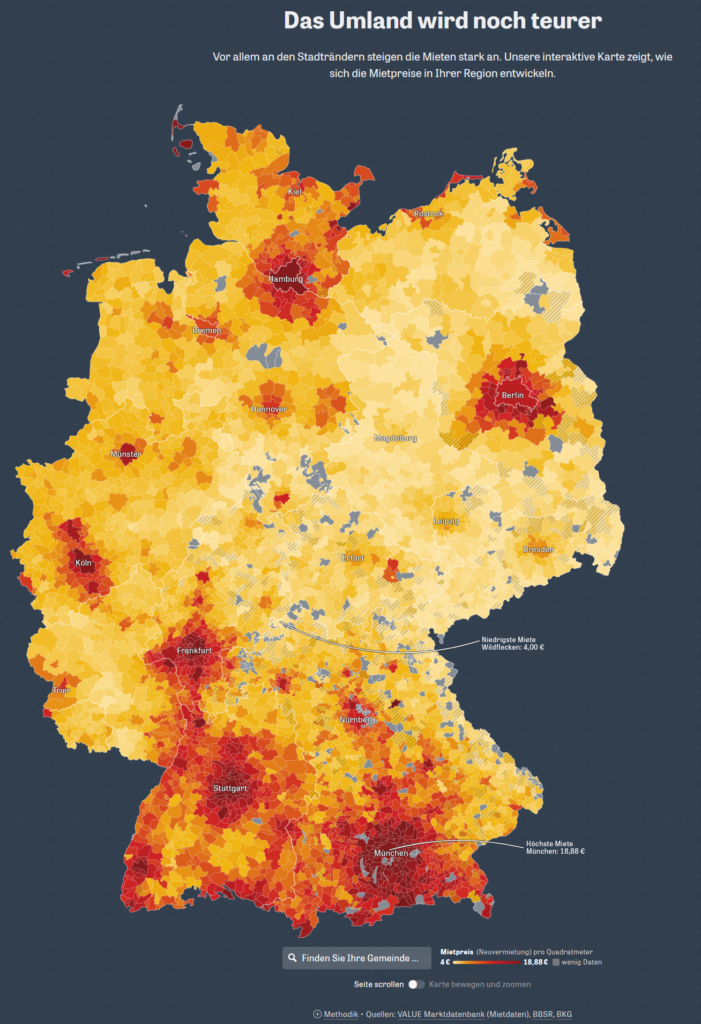 Interaktive Mietpreiskarte von Zeit-Online - Value AG the valuation group