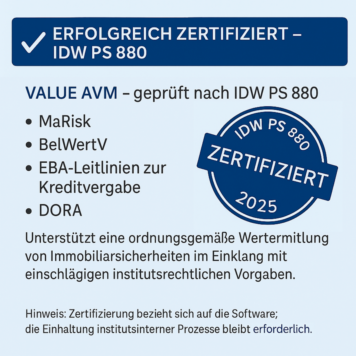 VALUE AVM erfolgreich nach IDW PS 880 zertifiziert - Value AG the ...